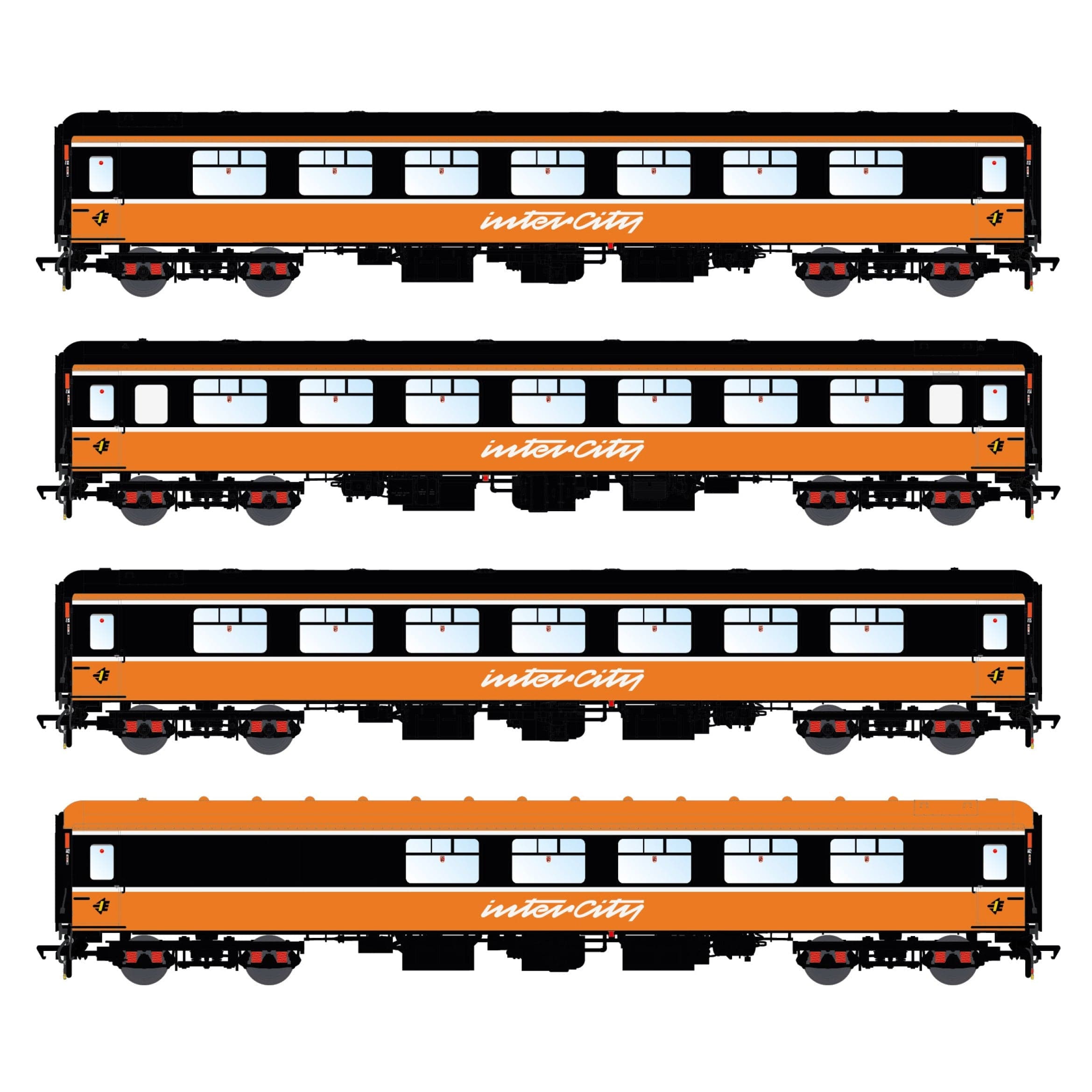 CIE/IR Mk.2b/c Passenger Coach - IR Orange - 4 Coach Pack C – Accurascale